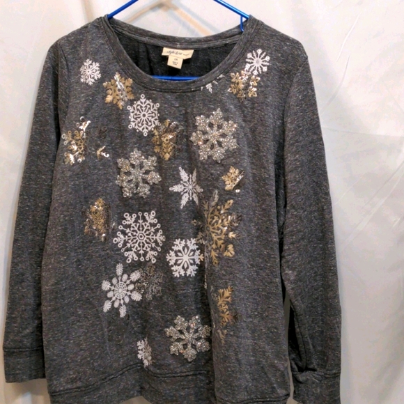 Style & Co. | Tops | Nwt Style Company Gray Snowflake Sweater | Poshmark
